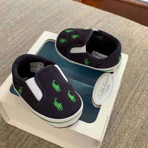 Ralph Lauren | Shoes | Ralph Lauren Nwt Navy Canvas Layette Crib Shoes ...